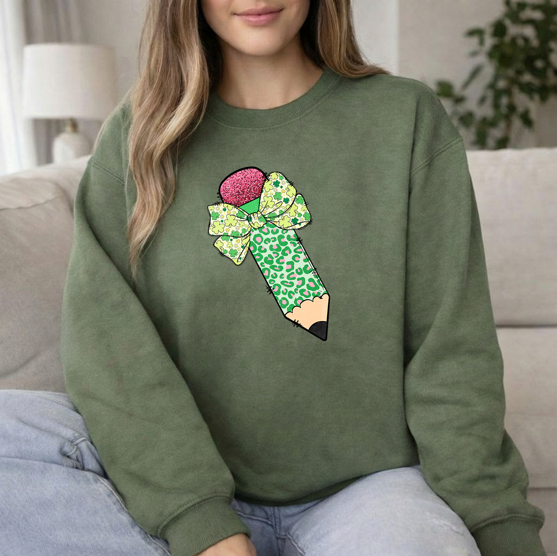 St Pats Pencil Military Green Crew Sweatshirt – Bayside & Beyond Boutique